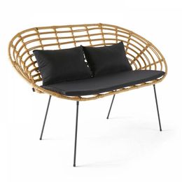 Oviala - 2-Sitzer Gartensofa aus geflochtenem Kunstharz in Rattanoptik Braun - Natürlich