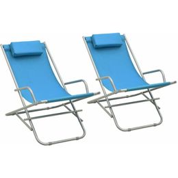 MAISONCHIC 2er Set Schaukelstühle Relaxstühle Liegesessel Stahl Blau DE44702