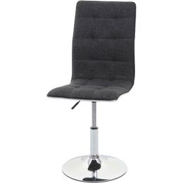 Neuwertig] Esszimmerstuhl HHG 274, Stuhl Küchenstuhl, höhenverstellbar drehbar, Stoff/Textil grau - grey