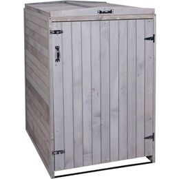 Neuwertig] xl 1er-/2er-Mülltonnenverkleidung HHG 981, Mülltonnenbox, erweiterbar 126x80x98cm Holz mvg anthrazit-grau - grey