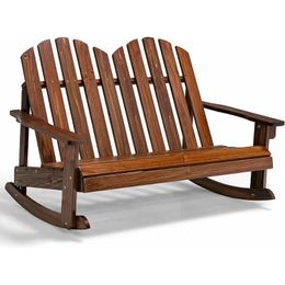 Adirondack-Schaukelstuhl für Kinder, 2-Sitzer Gartensessel aus Holz, Schaukelsessel Kindermöbel für Balkon, Garten, Hof (Braun) - Costway