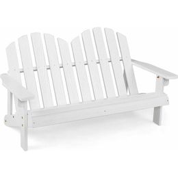 Costway Adirondack-Stuhl für Kinder, 2-Sitzer Adirondack Chair aus Holz mit hoher Rückenlehne, wetterfester Gartenstuhl für Balkon, Garten und Hof (Weiß)