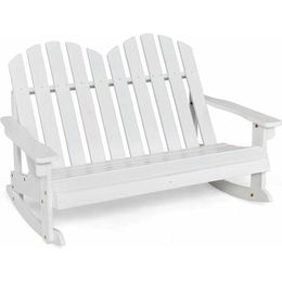 Adirondack-Schaukelstuhl für Kinder, 2-Sitzer Gartensessel aus Holz, Schaukelsessel Kindermöbel für Balkon, Garten, Hof (Weiß) - Costway