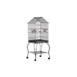 Yaheetech Vogelvoliere Schwarz Vogelkäfig Wellensittich Vogelhaus mit Ständer 59 x 59 x 145 cm