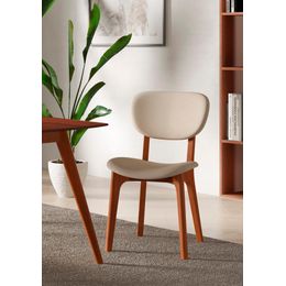 Stuhl Inosign "COZY" Stühle Gr. B/H/T: 50 cm x 88 cm x 62 cm, 2 St., Microfaser Veloursoptik, Massivholz, beige (beige, kirsch) 4-Fuß-Stuhl Esszimmerstuhl Polsterstuhl Küchenstühle