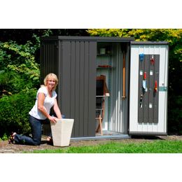 Garten-Geräteschrank BioHort Gerätehäuser grau (dunkelgrau) Gartenhäuser aus Metall