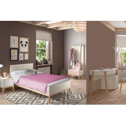Jugendzimmer-Set GAMI "Alika" Schlafzimmermöbel-Sets Gr. Liegefläche: 120/200 cm, braun (kastanie nachbildung gebleicht) Baby Komplett-Kinderzimmer
