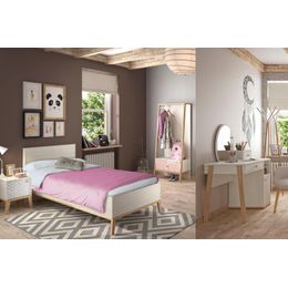 Jugendzimmer-Set GAMI "Alika" Schlafzimmermöbel-Sets Gr. Liegefläche: 90/200 cm, braun (kastanie nachbildung gebleicht) Baby Komplett-Kinderzimmer