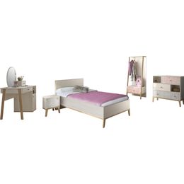 Jugendzimmer-Set GAMI "Alika" Schlafzimmermöbel-Sets Gr. Liegefläche: 90/200 cm, braun (kastanie nachbildung gebleicht) Baby Komplett-Kinderzimmer