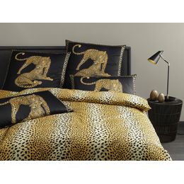 Bettwäsche Elegante "Gepard Pair" Gr. B/L: 155 cm x 220 cm (1 St.), B/L: 80 cm x 80 cm (1 St.), Mako-Satin, schwarz Bettwäsche 155x220 cm mit Geparden