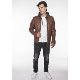 Lederjacke Mustang "31020187", Herren, Gr. M, braun (brandy), Obermaterial: 100% Lammleder; Innenfutter: 100% Baumwolle; Kapuze: 100% Baumwolle; &Auml;rmelfutter: 100% Polyester, ohne B&uuml;ndchen, Jacken
