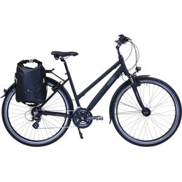 Trekkingrad HAWK Bikes "HAWK Trekking Lady Premium Plus Black" Fahrräder Gr. 48 cm, 28 Zoll (71,12 cm), schwarz Trekkingräder