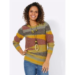 Strickpullover Casual Looks "Pullover" Gr. 48, bunt (ocker, rostrot, gemustert) Damen Pullover