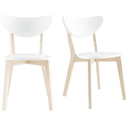 Miliboo - Design-Holzstuhl mit Weiß leena (2 Stck.) - Weiß