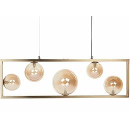 Beliani - Pendelleuchte 5 Lichter Messing Metall Rechteckiger Rahmen Glam Industrieller Stil Wohnzimmer Esszimmer