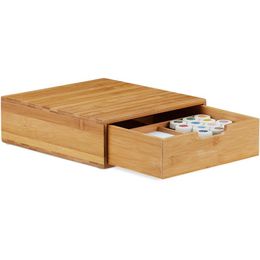 Relaxdays - Schubladenbox Bambus, Schubladen Organizer, natürliche Optik, Tischorganizer Büro, hbt 10 x 29,5 x 30cm, natur