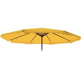 HHG Neuwertig] Ersatz-Bezug für Sonnenschirm Capri Pro, Gastronomie Marktschirm mit Volant ø 5m, Polyester gelb - yellow