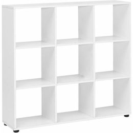 FineBuy Design Bücherregal mit vielen Fächern Weiß Standregal Holz Regal freistehend, Ordnerregal Raumteiler Würfel-Regal modern, Offenes Aufbewahrungsregal