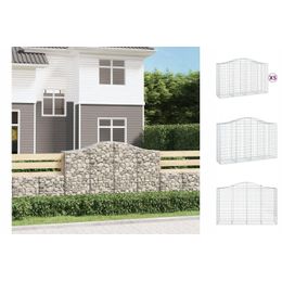 vidaXL Seitenmarkise Gabionen mit Hochbogen 5 Stk 200x50x120140cm Verzinktes Eisen Sichtsch