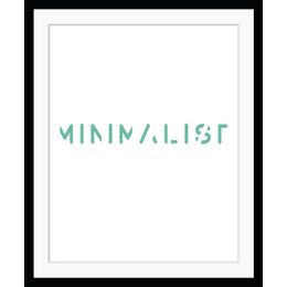 Bild queence "MINIMALIST" Bilder Gr. B/H: 50 cm x 70 cm, Wandbild Sprüche & Texte Hochformat, blau (schwarz) Kunstdrucke Schrift, gerahmt
