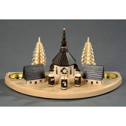 Teelichthalter Albin Preissler "Seiffener Dorf, Weihnachtsdeko" Kerzenhalter Gr. B/H/T: 30 cm x 14 cm x 15 cm, beige (natur) Windlichter Laternen