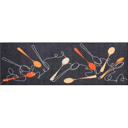 Fußmatte Salonloewe Teppiche Gr. B/L: 60 cm x 180 cm, 7 mm, 1 St., grau (grau, apricot) Fußmatten gemustert