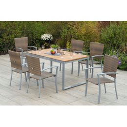 Merxx Garten-Essgruppe Savona, (7-tlg), beige|grau|silberfarben