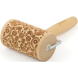 Folkroll Teigroller 3D-Motiv-Teigrolle Buchenholz, Folk, beige|braun