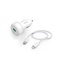 Hama Auto Schnellladegerät mit Ladekabel Lightning, PD, 20W, 1 m, Weiß Smartphone-Ladegerät, weiß