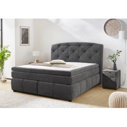 Jockenhöfer Jockenhöfer Gruppe Boxspringbett Mila erhältlich in der Größe 180x200cm, Kaltschaumtopper, 7-Zonen-TTFK-Matratze, mehrere Härtegrade wählbar, grau