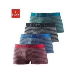 s.Oliver Boxershorts (Packung, 4-St) in Hipster-Form mit kontrastfarbenem Webbund, blau|grau|grün|rot|schwarz
