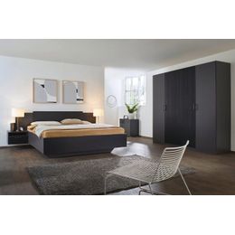Rauch Schlafzimmer-Set Miro, Drehtürenschrank in 2 Breiten, Bett in 2 Größen und 2 Hängenachttische, grau