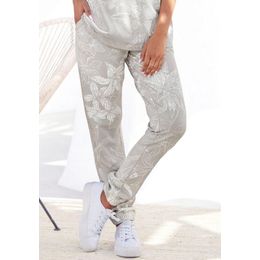 Lascana Loungehose mit floralem Alloverdruck, Loungeanzug, grau