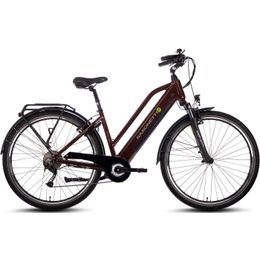 SAXONETTE E-Bike Comfort Sport, 9 Gang Shimano Alivio Schaltwerk, Kettenschaltung, Heckmotor, 418 Wh Akku, Pedelec, E-Bike für Damen u. Herren, Cityrad, integr. Rahmenschloss, rot