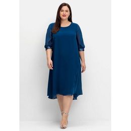 sheego Abendkleid Große Größen aus Georgette, mit geschlitztem Ärmel, blau