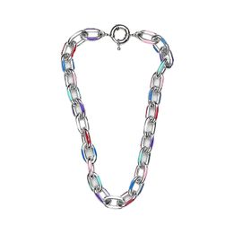 Collezione Alessandro Kette mit Anhänger Alma, aus ovalen Metallringen, silberfarben, silber