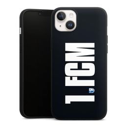 DeinDesign iPhone 14 Handy Premium Silikon H&uuml;lle Handyh&uuml;lle schwarz Case 1. Fcm 1. Fc Magdeburg Official Licensed Product Silikon Premium Case