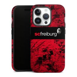 DeinDesign iPhone 14 Pro Handy Panzer Handyh&uuml;lle robuste Outdoor H&uuml;lle Schutzh&uuml;lle matt Official Licensed Product Sc Freiburg Logo Tough Case