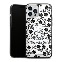 DeinDesign iPhone 13 Pro Max Handy Silikon H&uuml;lle Case schwarz Handyh&uuml;lle Peanuts Flowers Snoopy