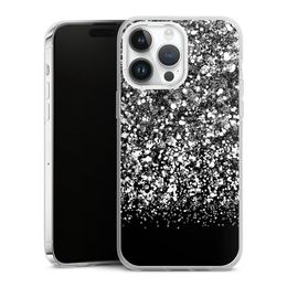 DeinDesign iPhone 14 Pro Max Handy Silikon H&uuml;lle Case transparent Handyh&uuml;lle Muster Snowflake Glitzer Silikon Case