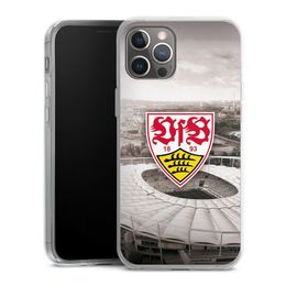 DeinDesign iPhone 12 Pro Max Handy Silikon H&uuml;lle Case transparent Handyh&uuml;lle Official Licensed Product Vfb Stuttgart Stadium Silikon Case