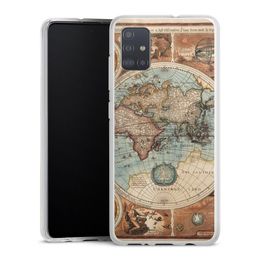 DeinDesign Galaxy A51 Handy Silikon H&uuml;lle Case transparent Handyh&uuml;lle Vintage Map World Map Silikon Case