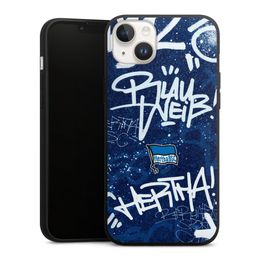 DeinDesign iPhone 14 Handy Premium Silikon H&uuml;lle Handyh&uuml;lle schwarz Case Official Licensed Product Hertha Bsc Graffiti Silikon Premium Case