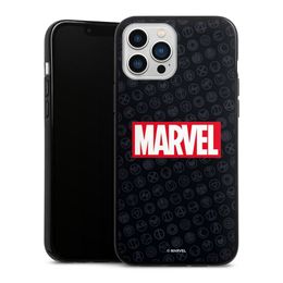 DeinDesign iPhone 13 Pro Max Handy Silikon H&uuml;lle Case schwarz Handyh&uuml;lle Logo Marvel Comic