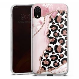DeinDesign iPhone Xr Handy Silikon H&uuml;lle Case transparent Handyh&uuml;lle Leopard Glitzer Marble Silikon Case
