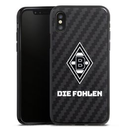 DeinDesign iPhone X Handy Silikon H&uuml;lle Case schwarz Handyh&uuml;lle Borussia M&ouml;nchengladbach Carbon Gladbach