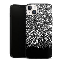 DeinDesign iPhone 14 Handy Premium Silikon H&uuml;lle Handyh&uuml;lle schwarz Case Muster Snowflake Glitzer Silikon Premium Case