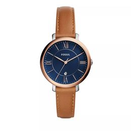 Fossil Uhr - Jacqueline Three-Hand Date Luggage Leather Watch - in braun - Uhr für Damen