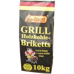 Grillbriketts, Holzkohle mit langer Brenndauer, Inhalt 10 kg Grillkohle - Favorit