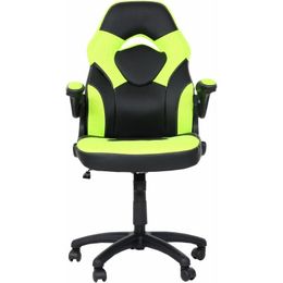 Neuwertig] Bürostuhl HHG 585, Drehstuhl Gamingstuhl, ergonomisch, verstellbare Armlehne, Kunstleder schwarz-grün - green